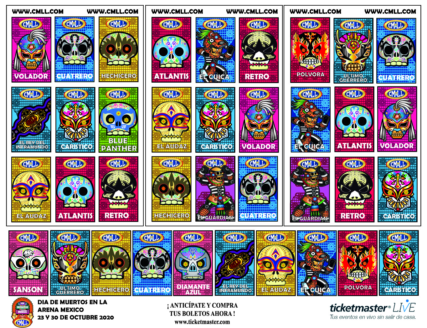 LOTERÍA DE DÍA DE MUERTOS - CMLL ::: La Mejor Lucha Libre del Mundo